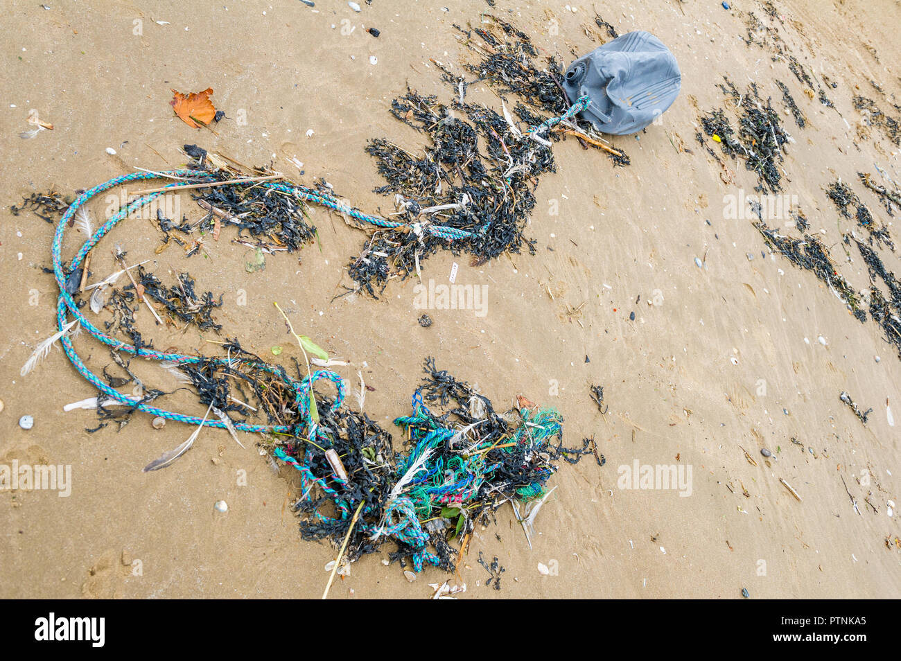 Plastic pollution on the beach at Crosby, Liverpool Stock Photo - Alamy