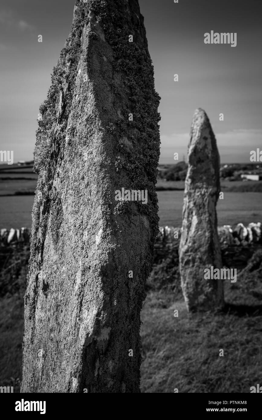 Mein Hirion Neolithic standing stones near Llanfechell, Anglesey, Wales ...