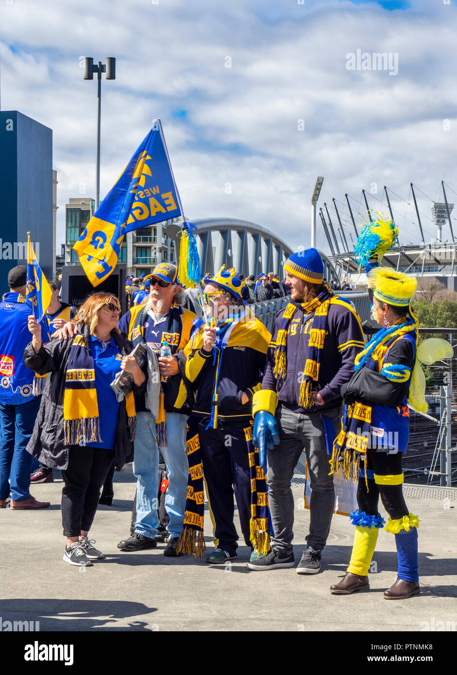 West Coast Eagles Football Club fans and supporters marching to the ...