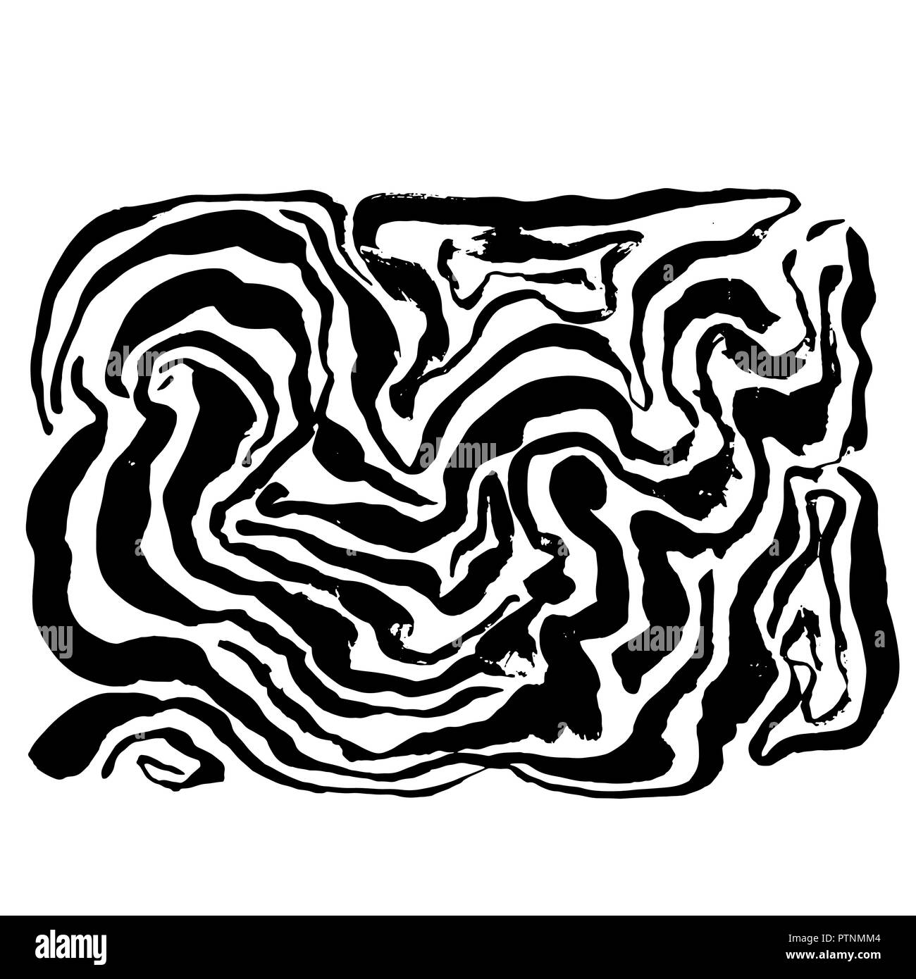 Brush painted wave pattern. Black and white stripes grunge background ...
