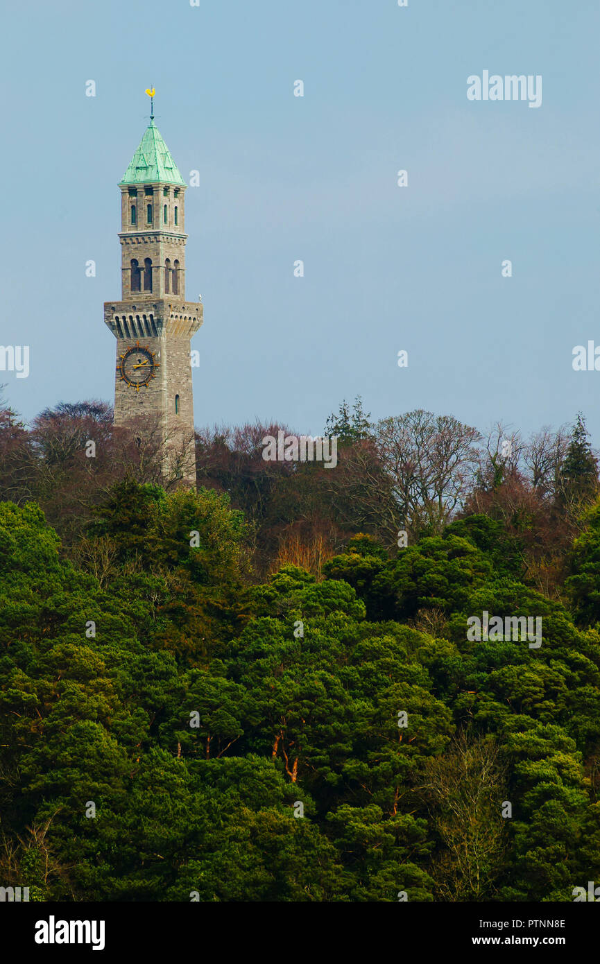 Farmleigh Clock Tower (c1880) surrounded by trees, Phoenix Park Dublin ...