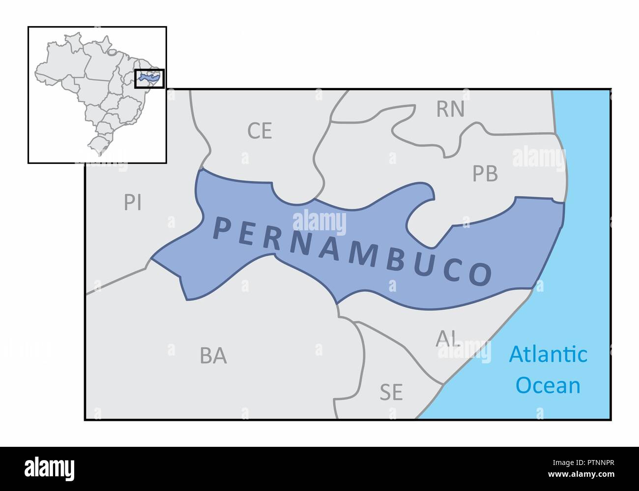 Map of the State of Pernambuco and its location in the Brazilian ...