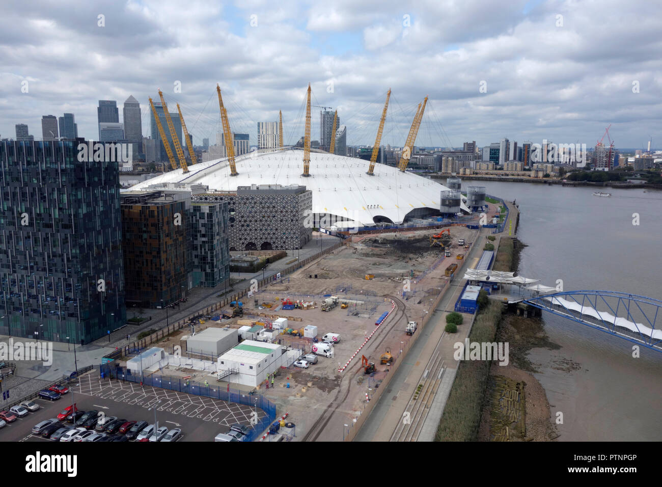 View of the O2 Arena from an Emirates Airline cable car, London Stock ...