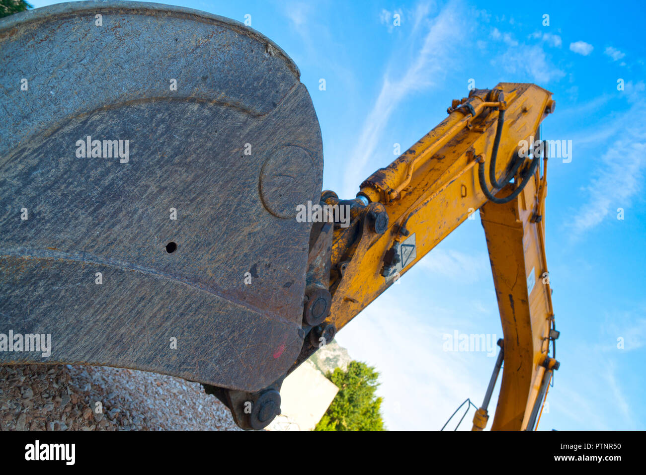 Excavator on construction site Stock Photo - Alamy