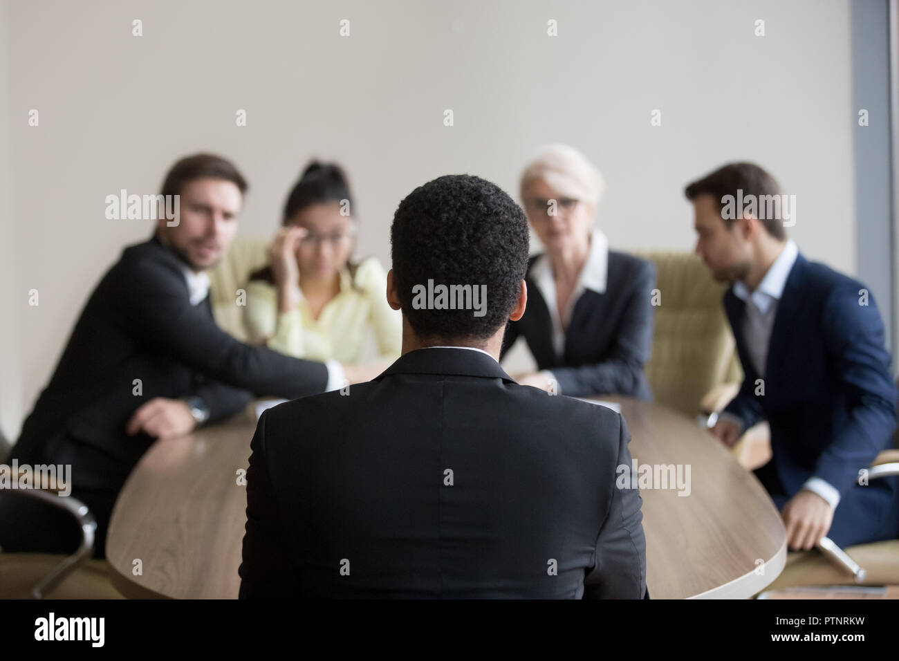 Male African American job candidate applying for position in off Stock ...