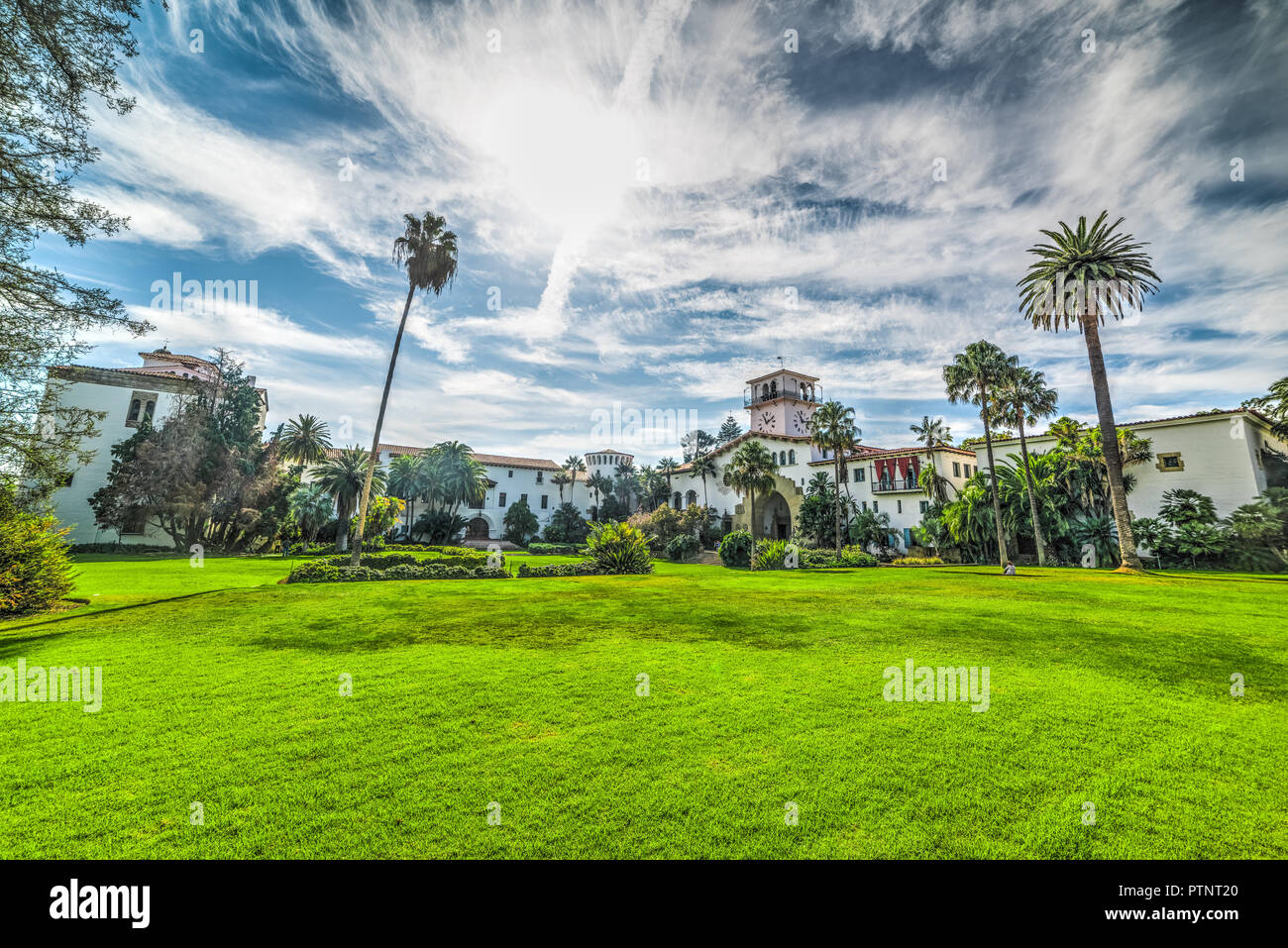 Santa Barbara county courthouse and Sunken Gardens Stock Photo - Alamy