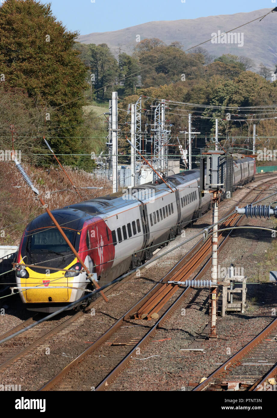 Virgin Pendolino emu train passing Grayrigg loops on the West Coast ...