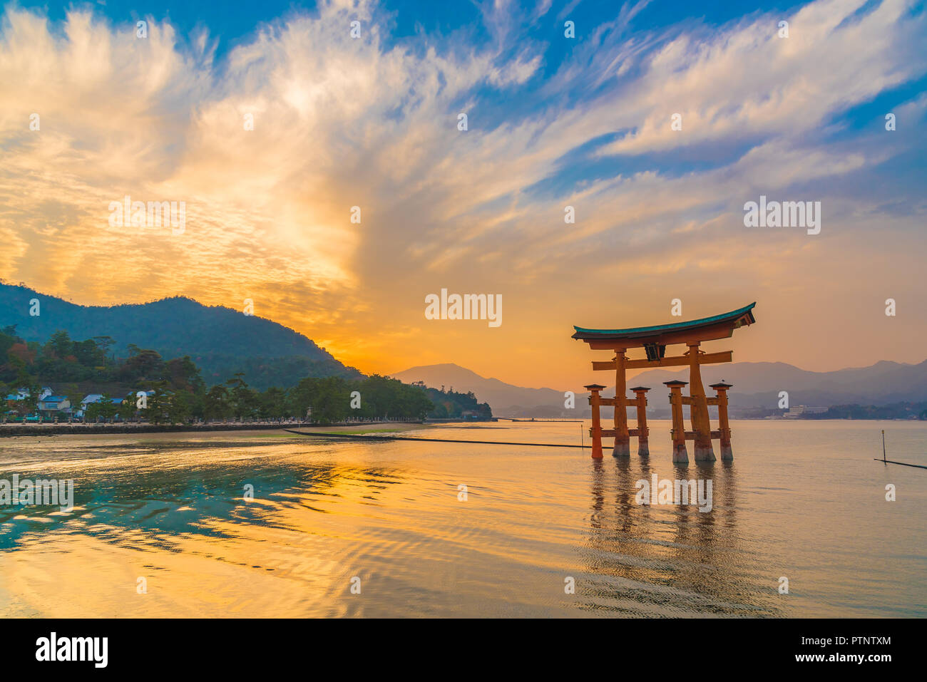 The great Torii gate on Miyajima island is listed as a UNESCO World ...