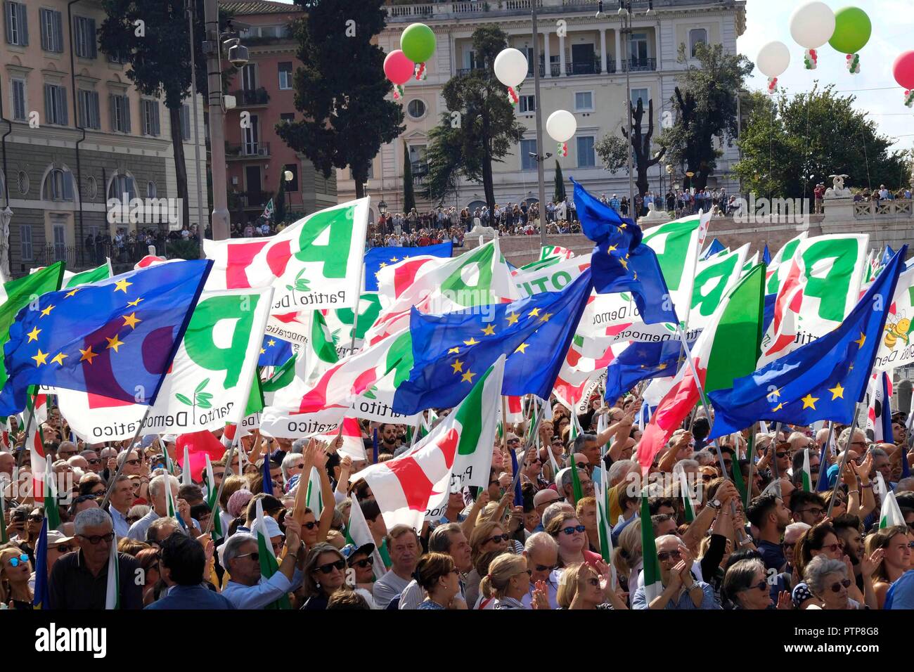 Supporters of Democratic Party (PD), Italian centre-left political ...