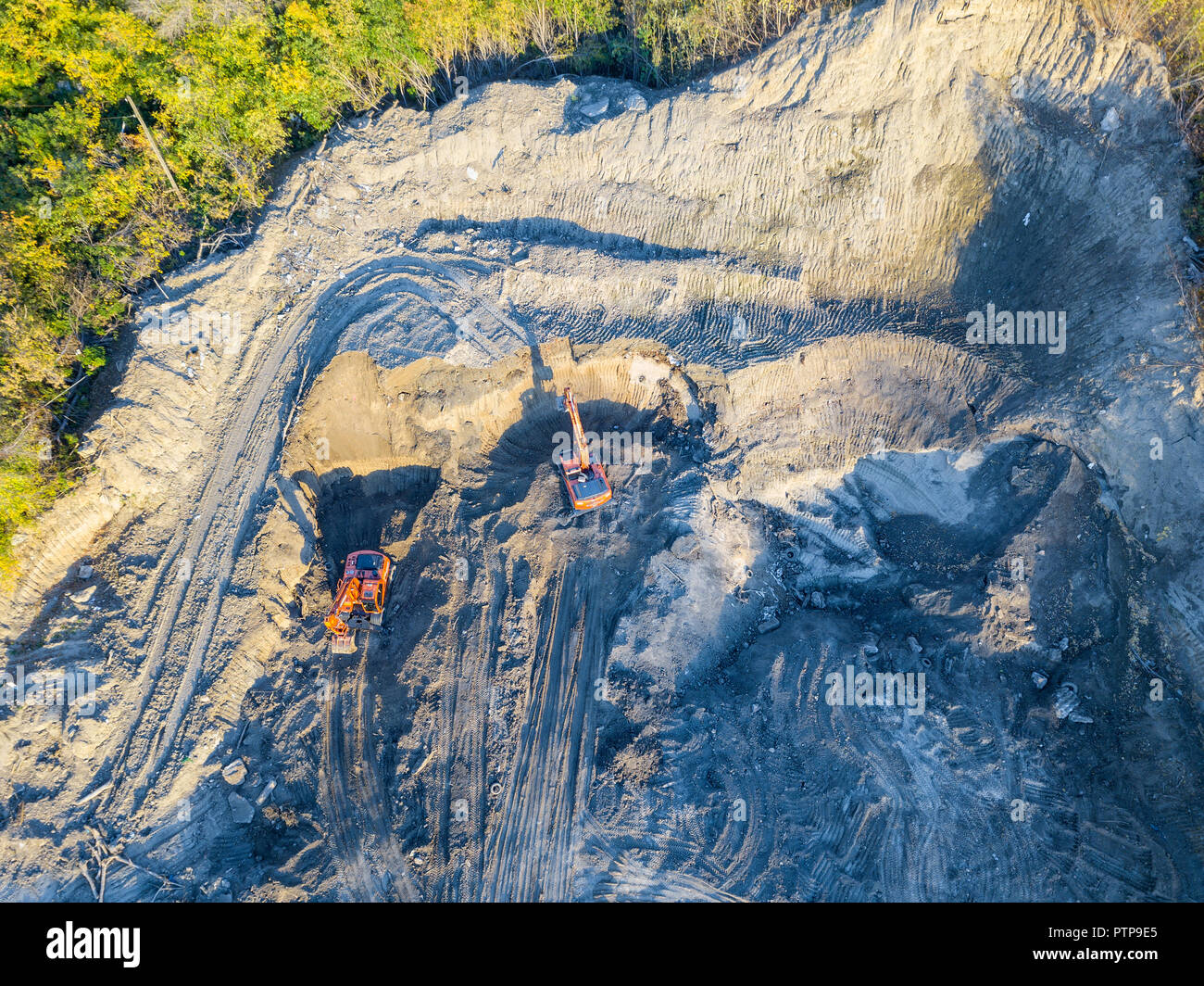 The top view of the construction site at the initial stage of ...