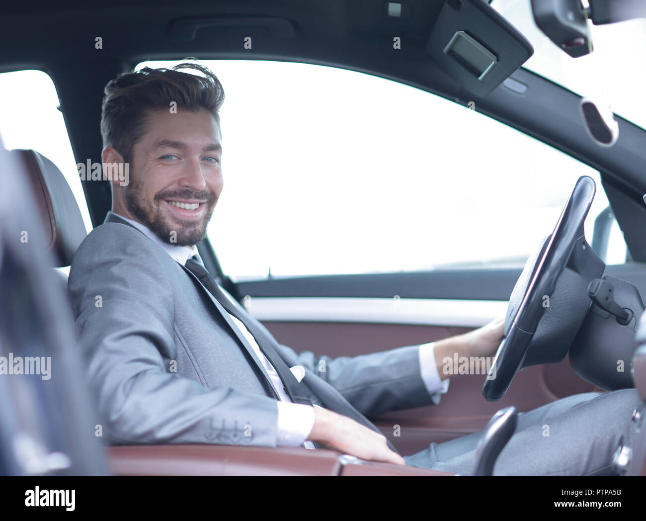 Bearded businessman driving in car hi-res stock photography and images ...