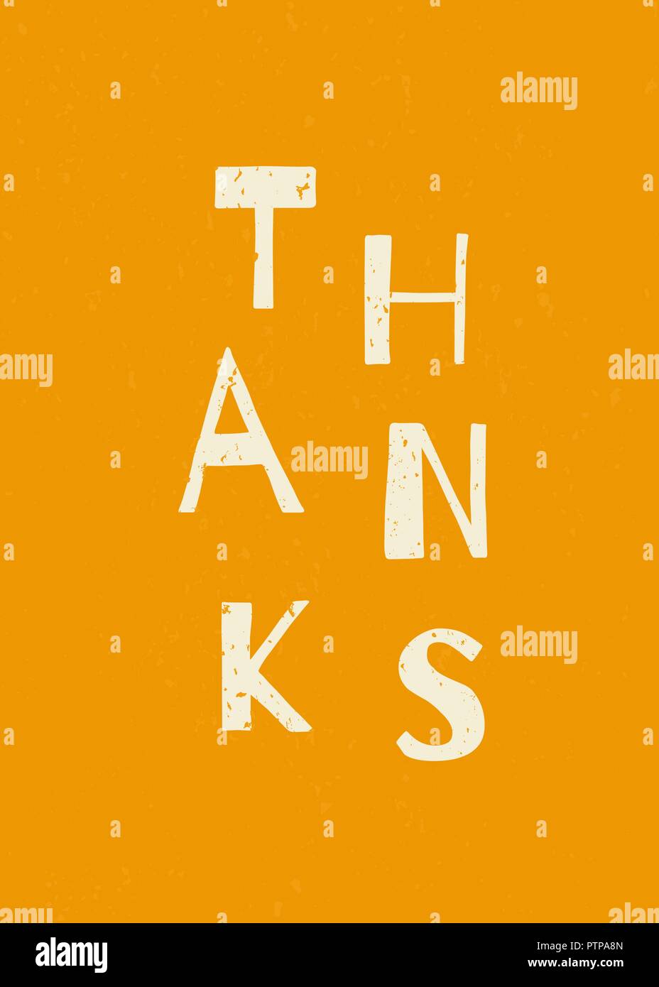 Typographic design with text "Thanks" on orange background ...