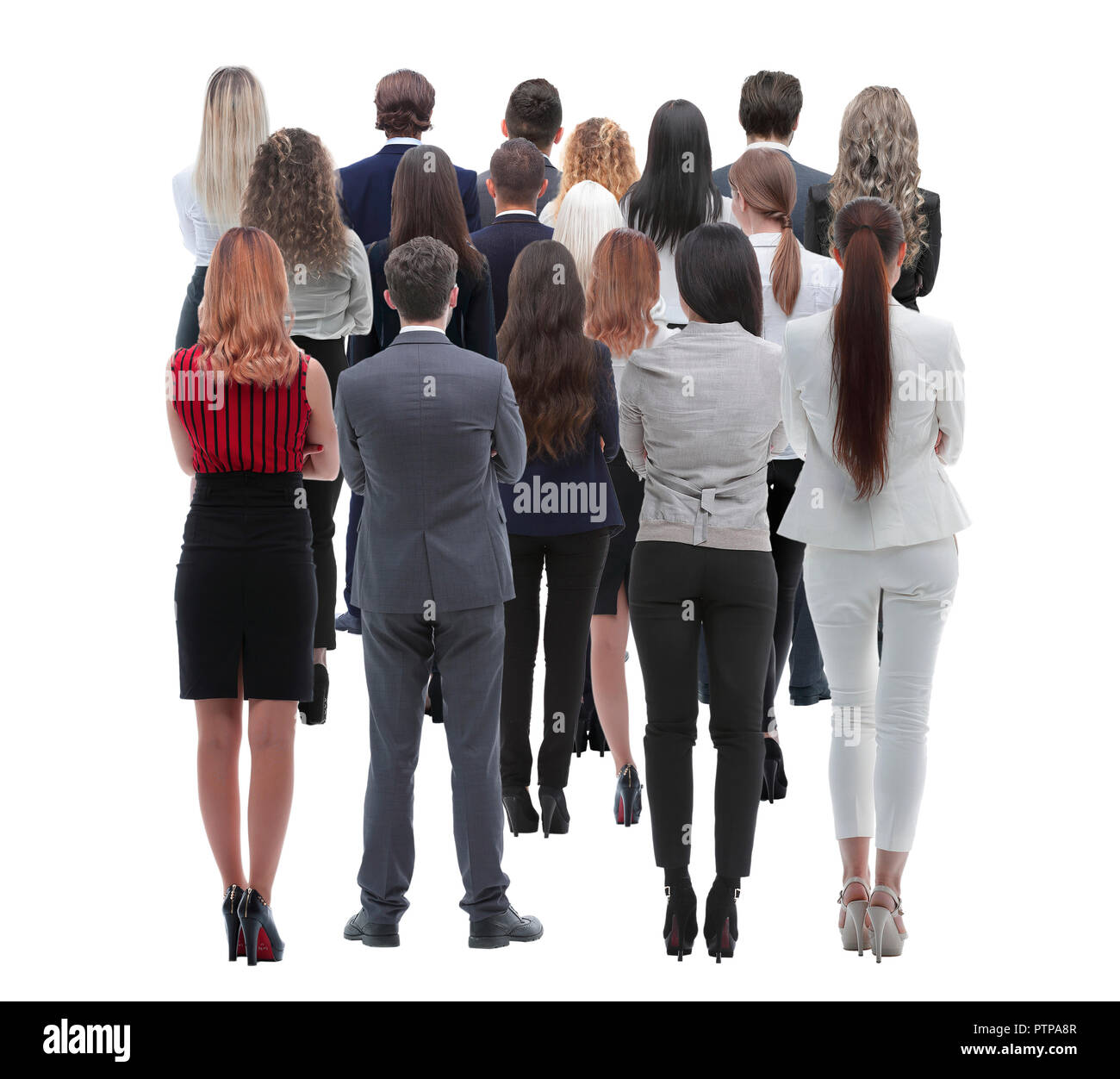 Back view group of business people. Rear view. Isolated over white ...