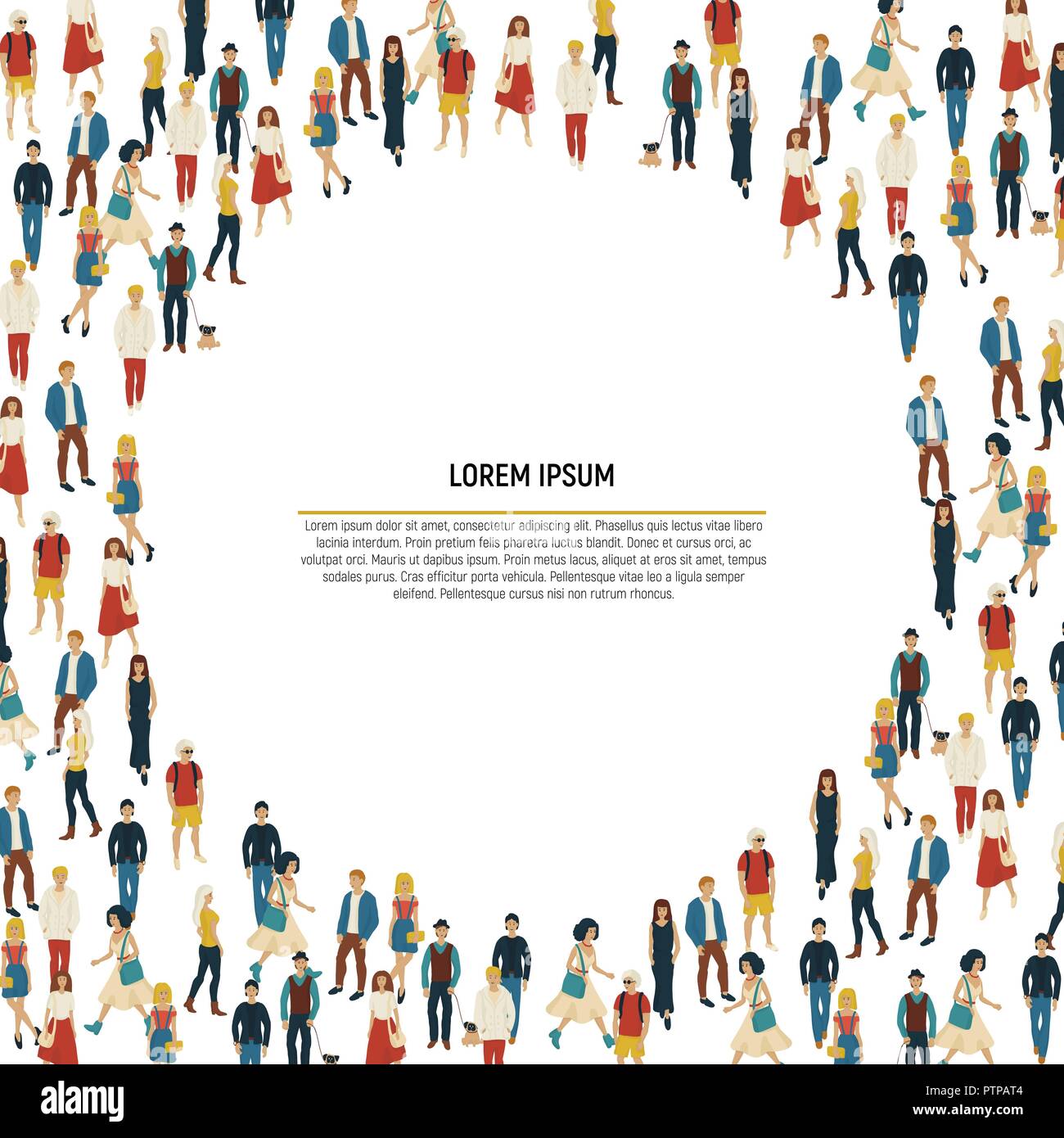 Large group of people in the shape of circle. Vector illustration Stock ...