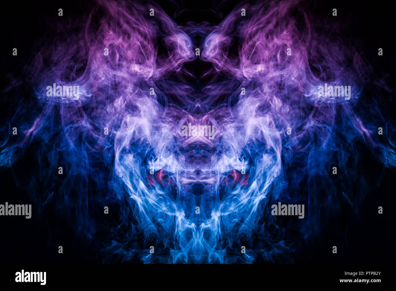 Pattern for cool t-shirts Pink and blue cloud smoke on black isolated ...