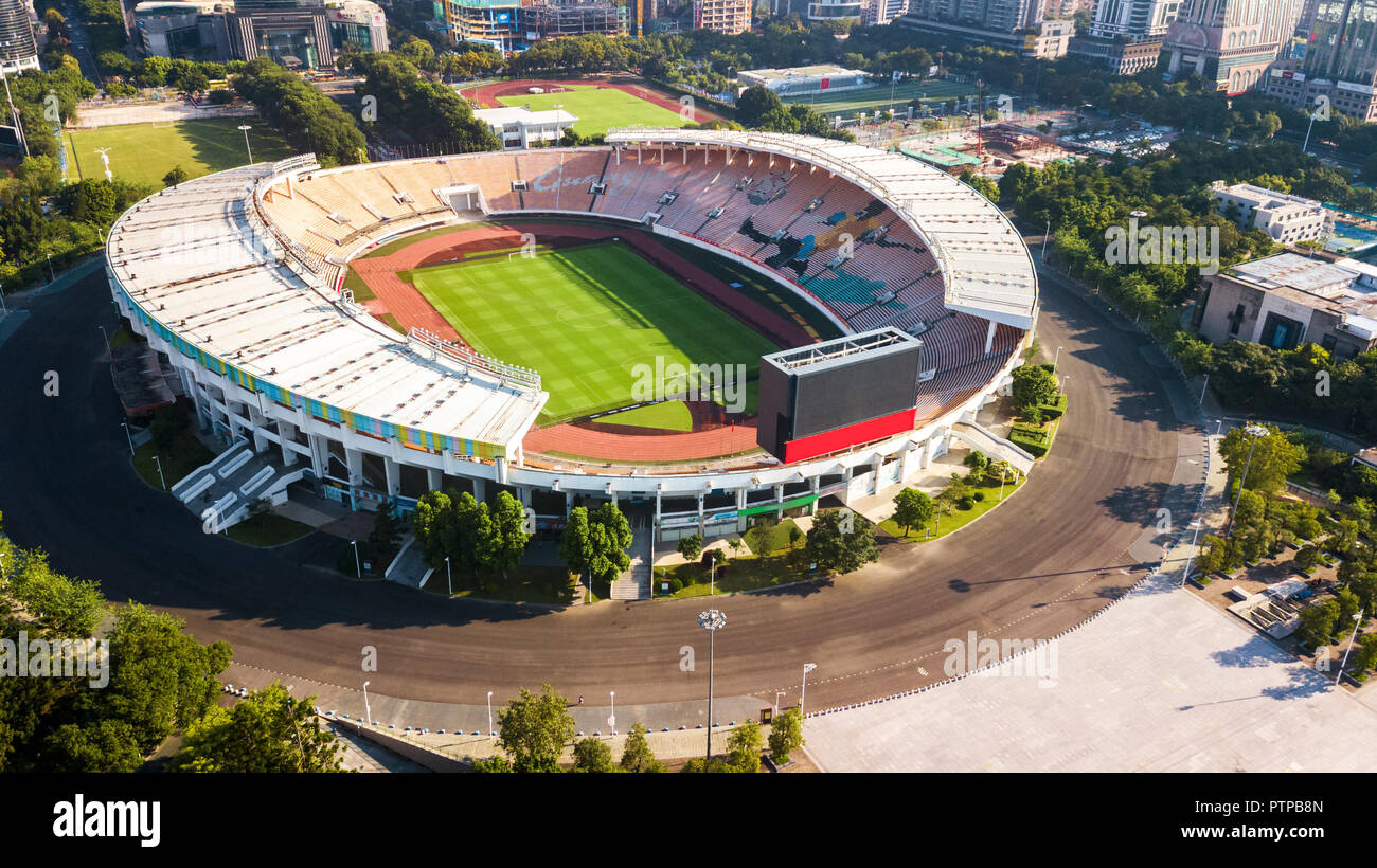 Aerial photograph of the stadium of Guangzhou Sports Center, China ...