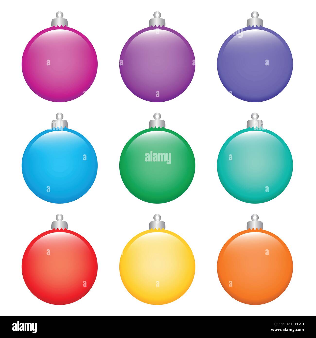 set of colorful Christmas tree balls on white background vector ...