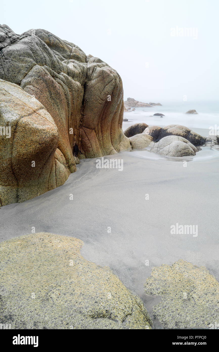Rock Formations on Beach, Porth Nanven, Cornwall Stock Photo - Alamy