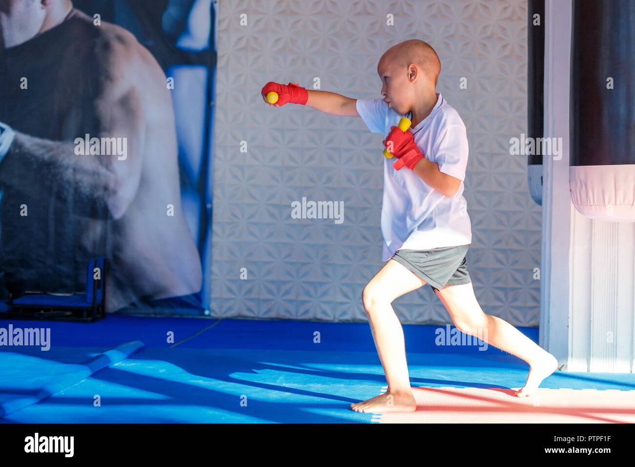 Boxing training in the gym, the concept of sports development Stock ...