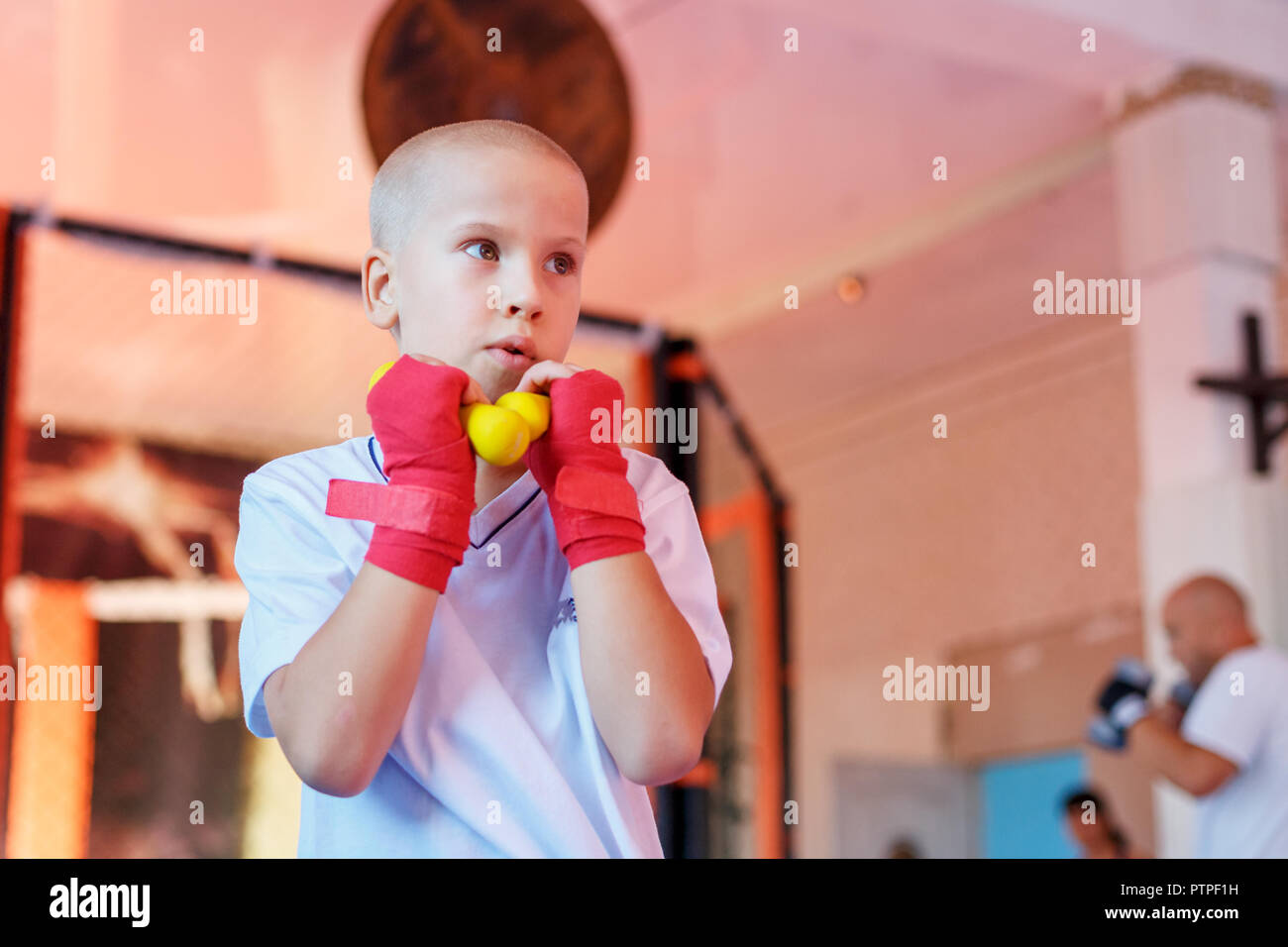 Boxing training in the gym, the concept of sports development Stock ...