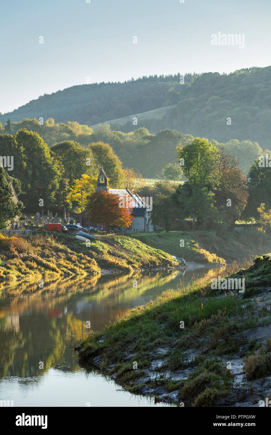 The church of St Michael beside the river Wye in the village of Tintern ...