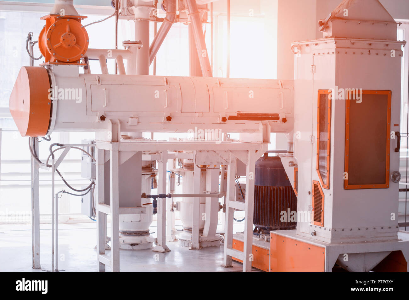 Modern plant for the production of food cereals, a production workshop ...