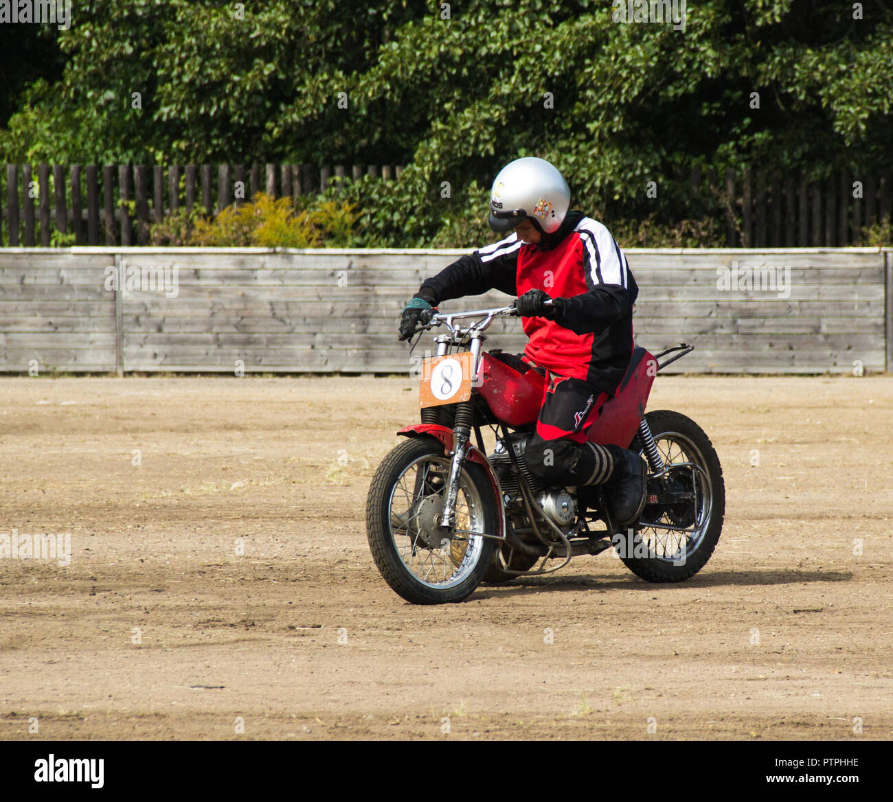 BOBRUISK, BELARUS - September 8, 2018: Motoball, young guys play ...