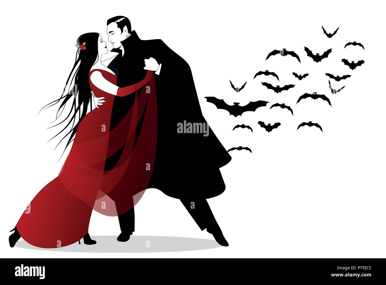 Halloween Dance Party. Romantic vampire couple dancing at Halloween ...