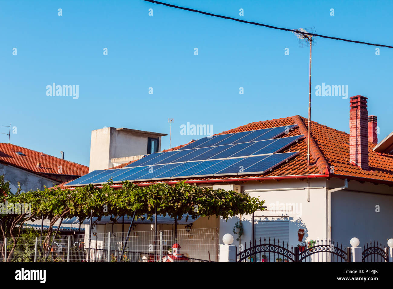 Solar cell panels are using renewable sun energy for making electricity ...