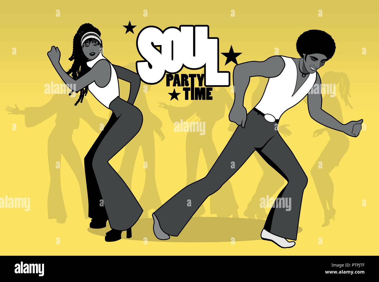 Soul Party Time. Young couple dancing soul, funk or disco. Retro style ...