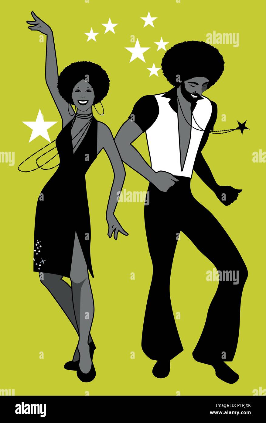 Soul Party Time. Young couple dancing soul, funk or disco. Retro style ...