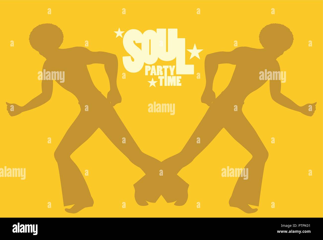 Silhouette of men dancing soul, funky or disco music. Retro Style Stock ...