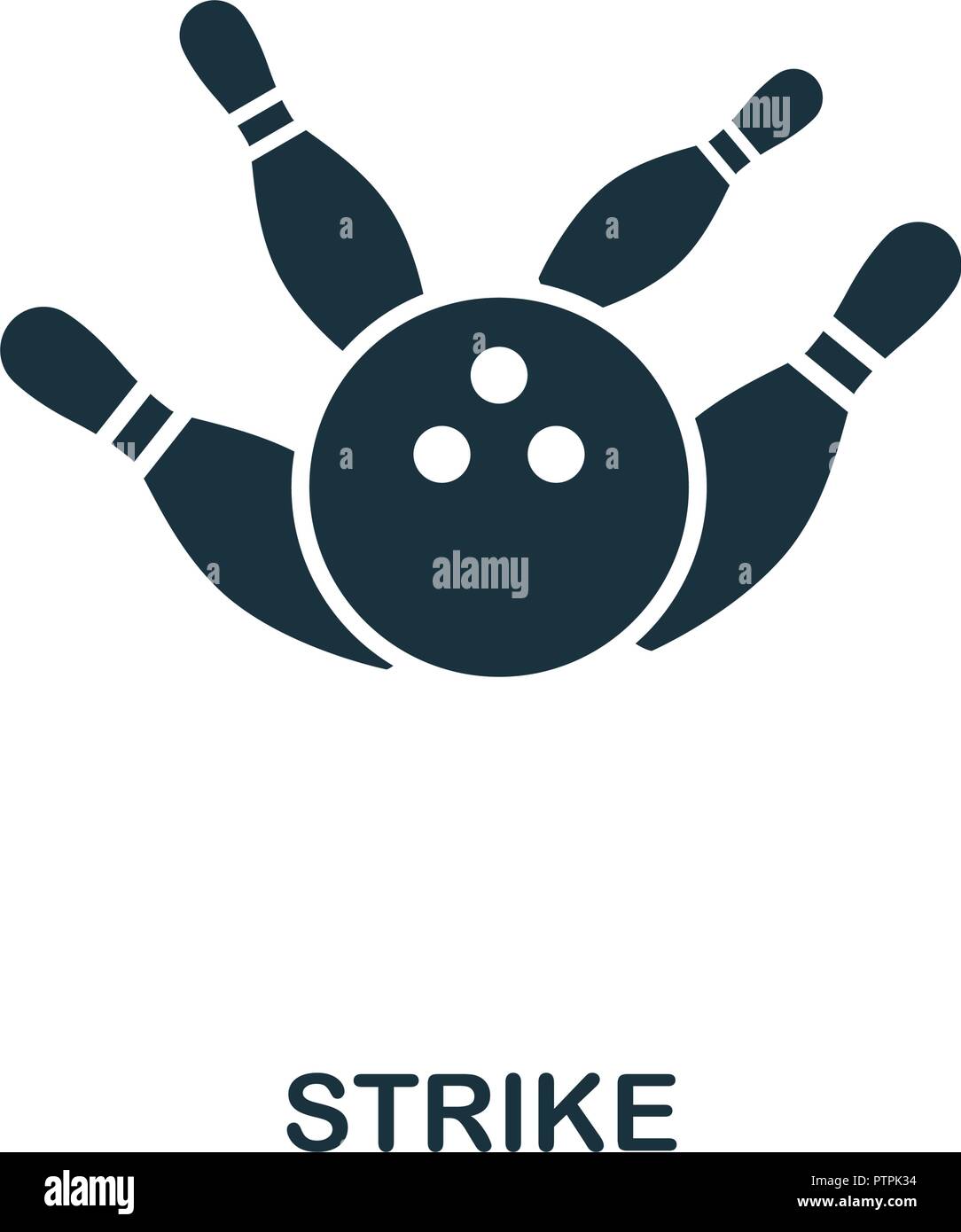Strike icon. Monochrome style design from bowling collection. UX and UI ...