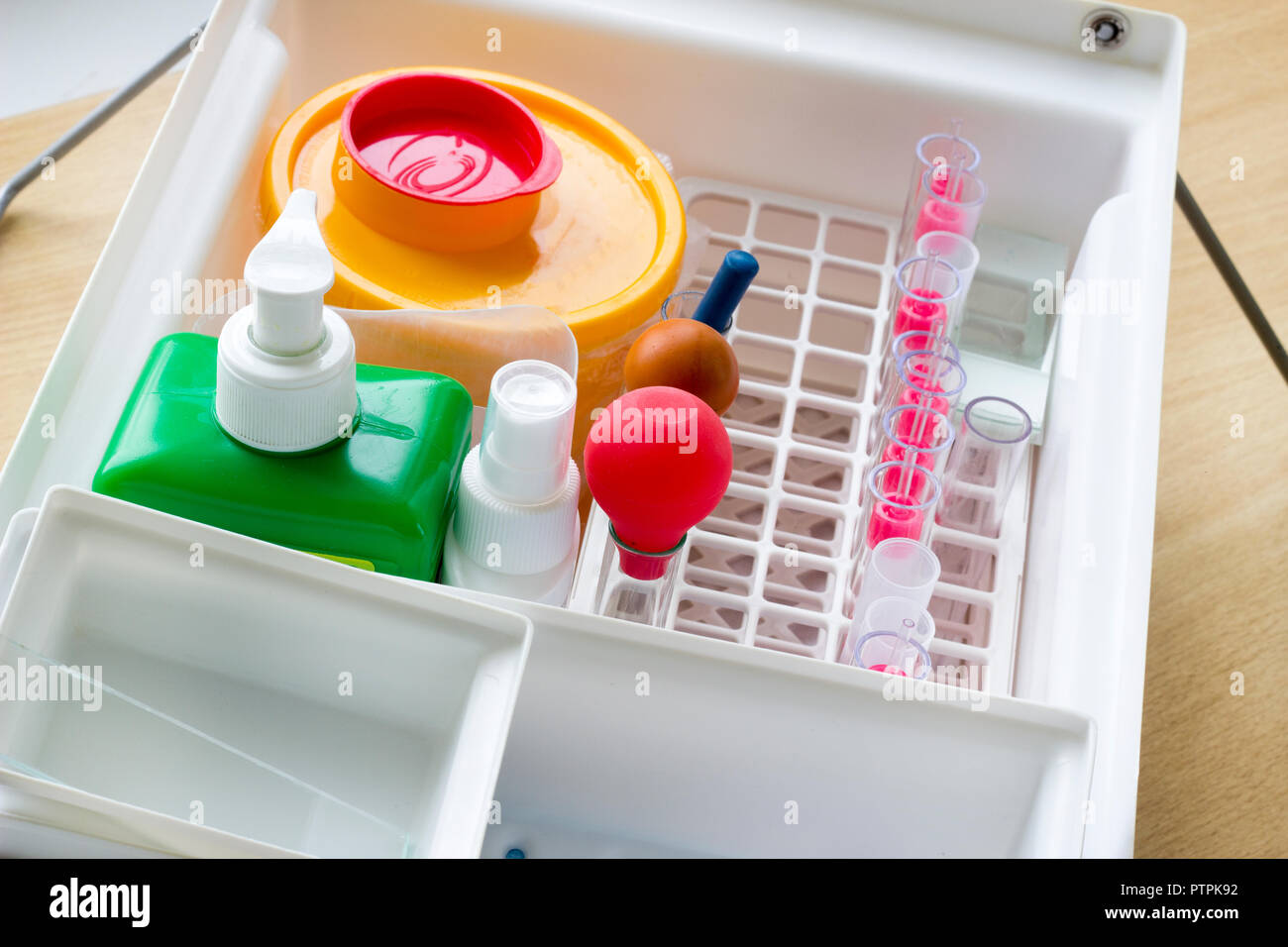 Medical container with tools for taking blood Stock Photo - Alamy