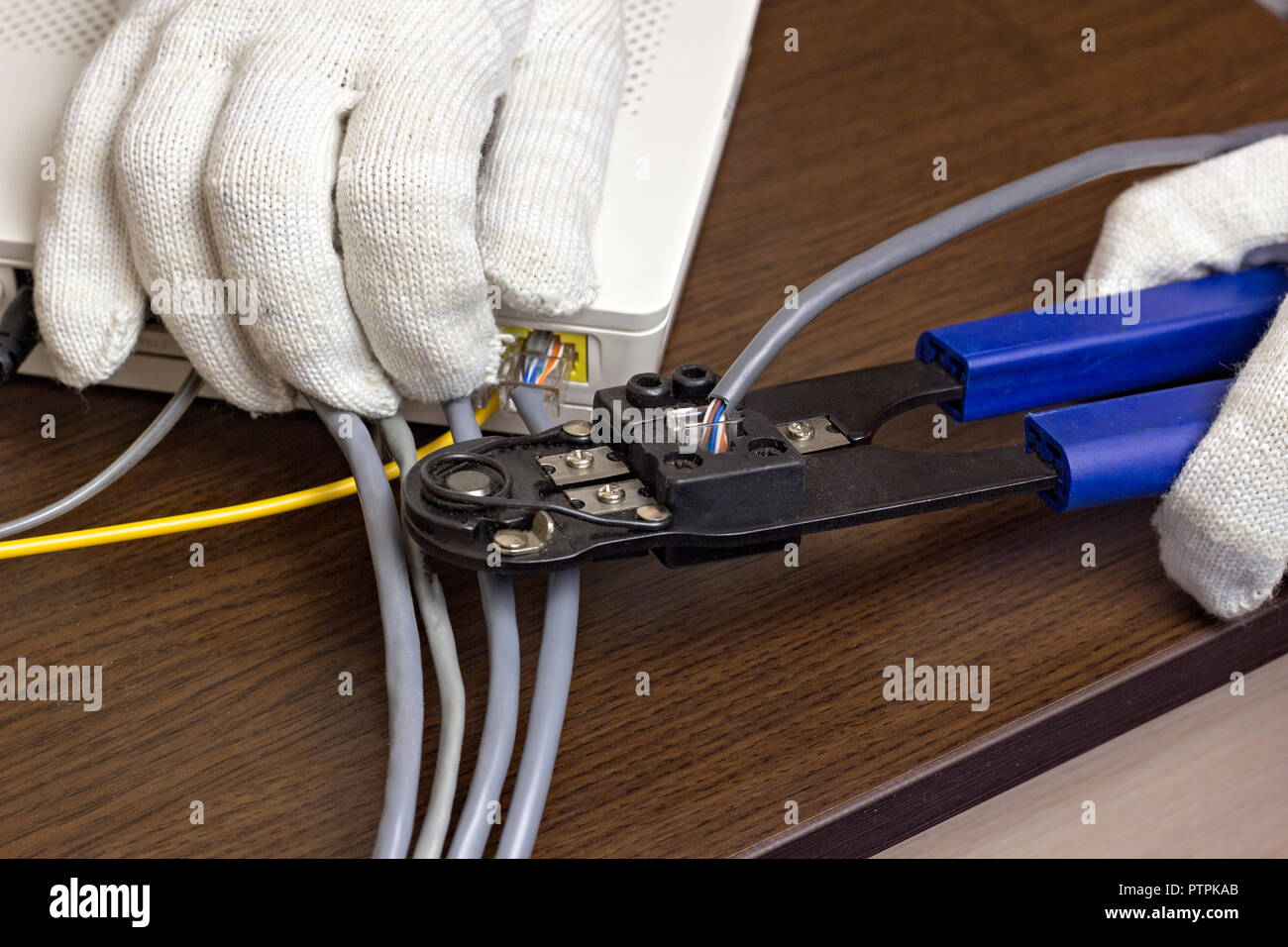 Tool for crimping network cable hi-res stock photography and images - Alamy