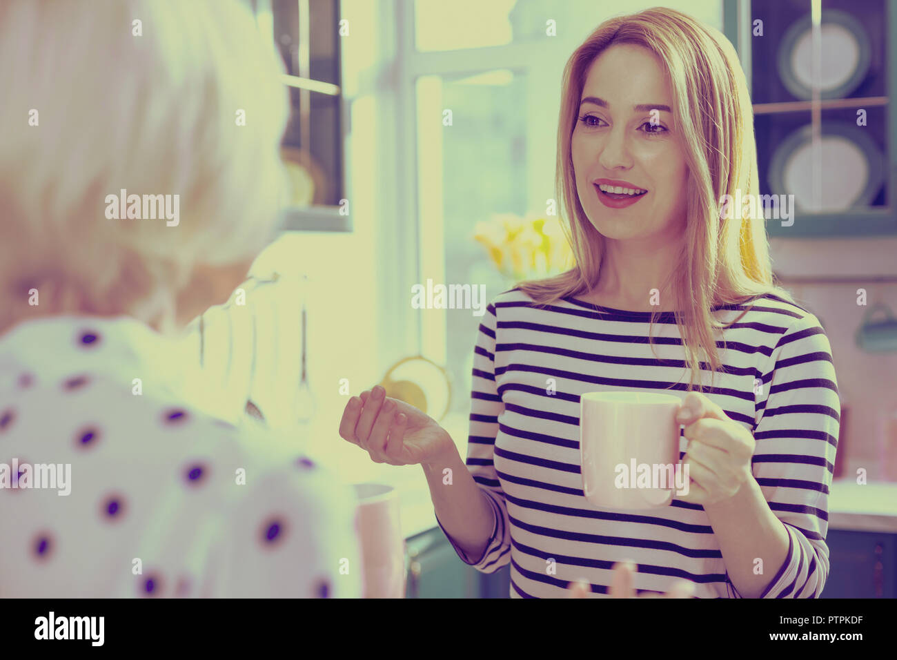 Old woman and daughter tea hi-res stock photography and images - Alamy