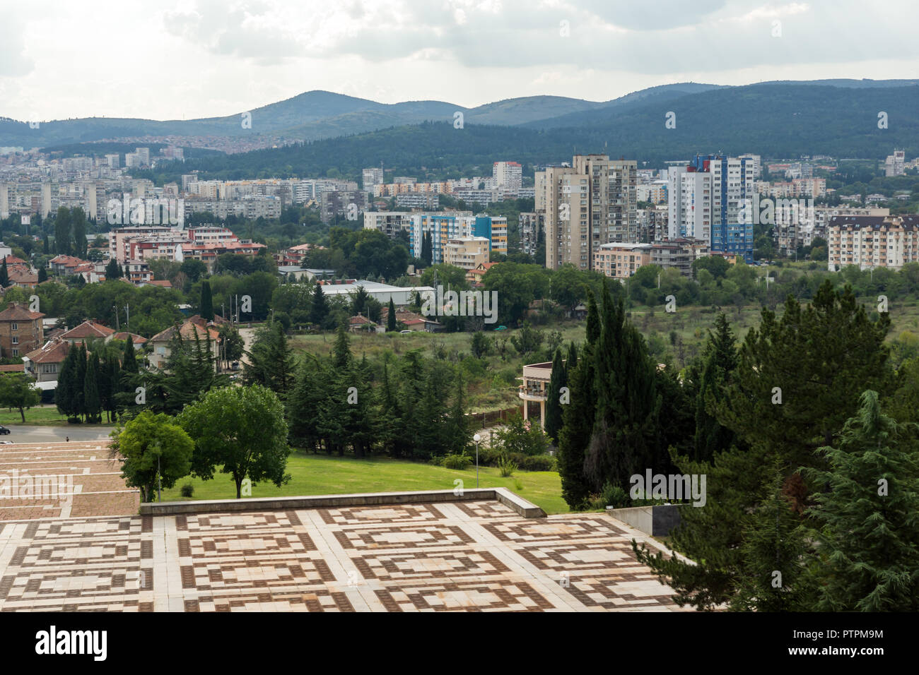 STARA ZAGORA, BULGARIA - AUGUST 5, 2018: Panoramic view of city of ...