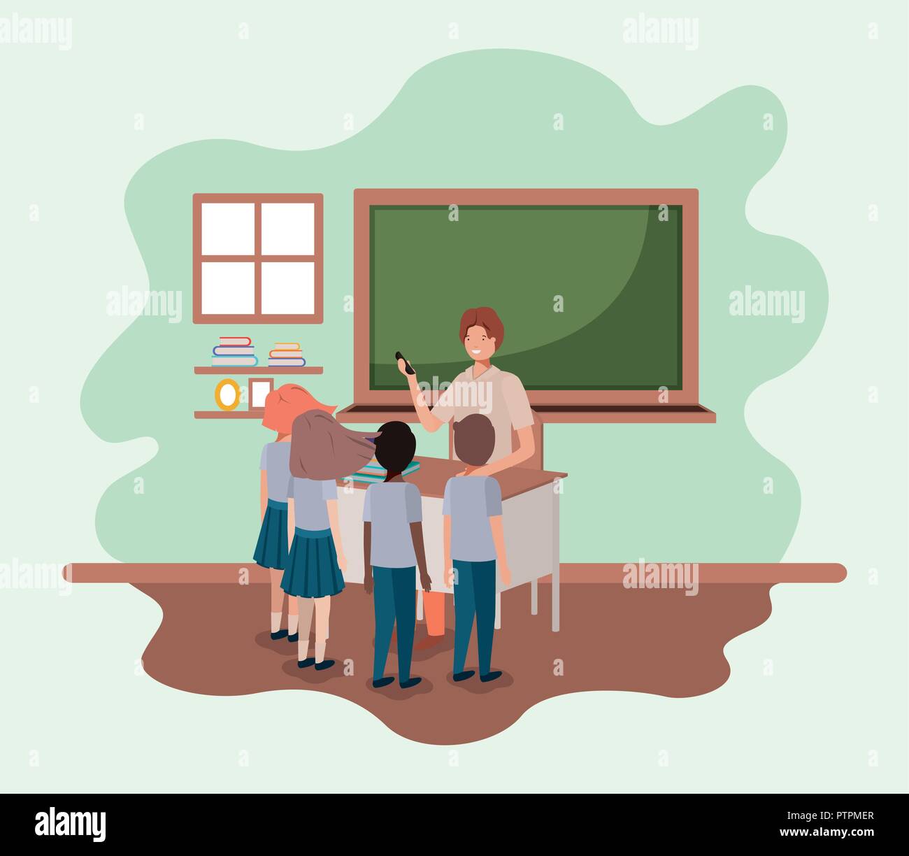 teacher in the classroom with students Stock Vector Image & Art - Alamy
