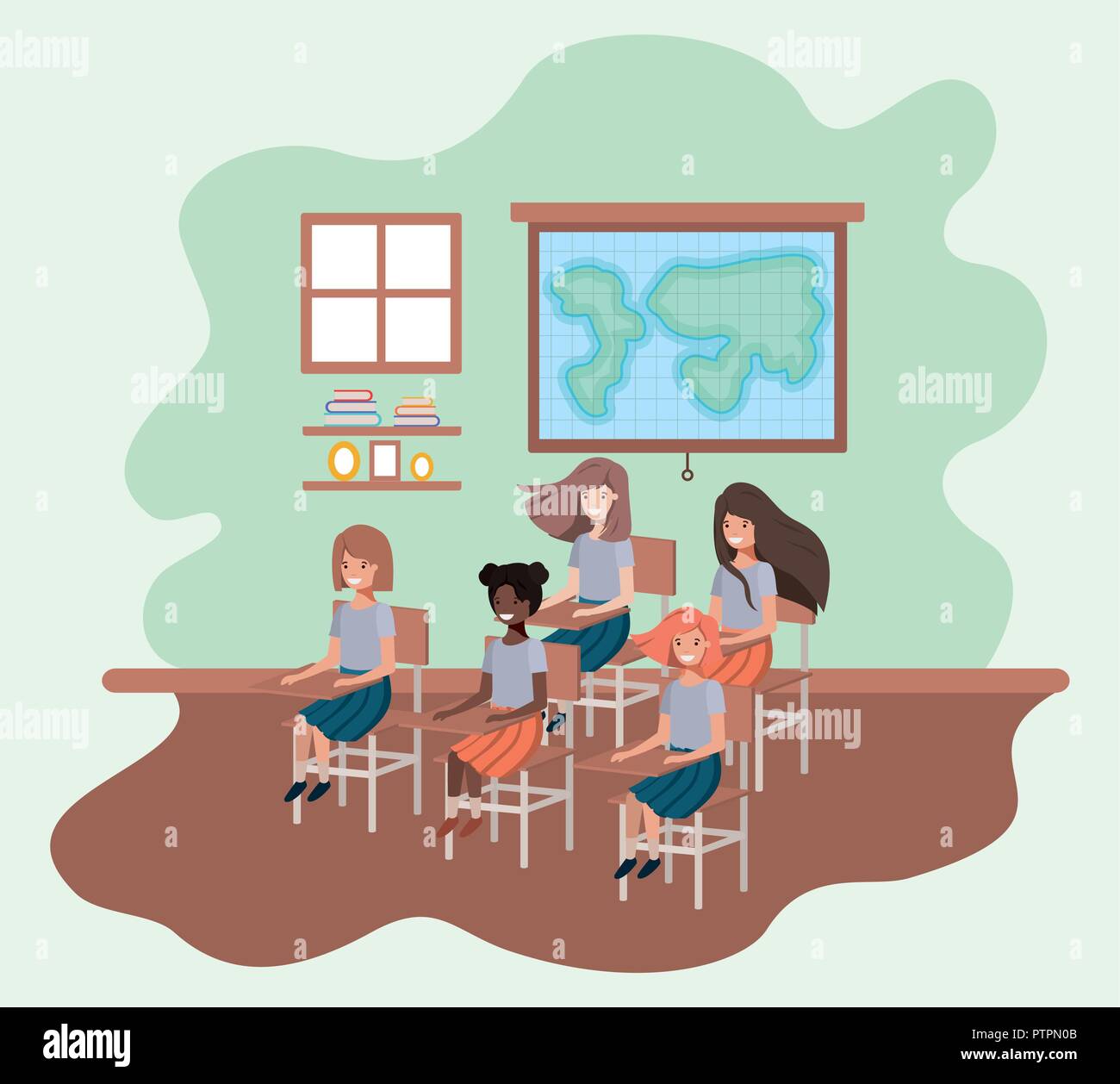 young students in geography classroom Stock Vector Image & Art - Alamy