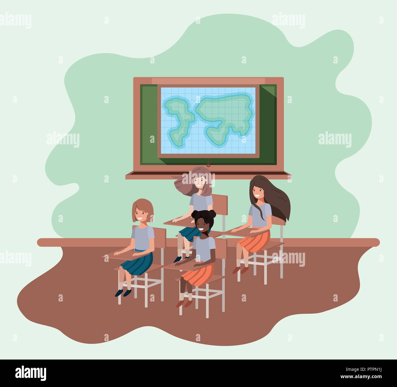 young students in geography classroom Stock Vector Image & Art - Alamy