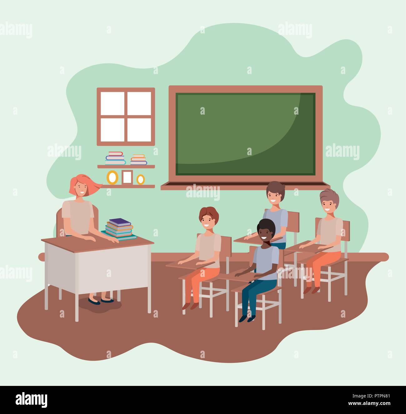 Elementary students floor classroom teacher Stock Vector Images - Alamy