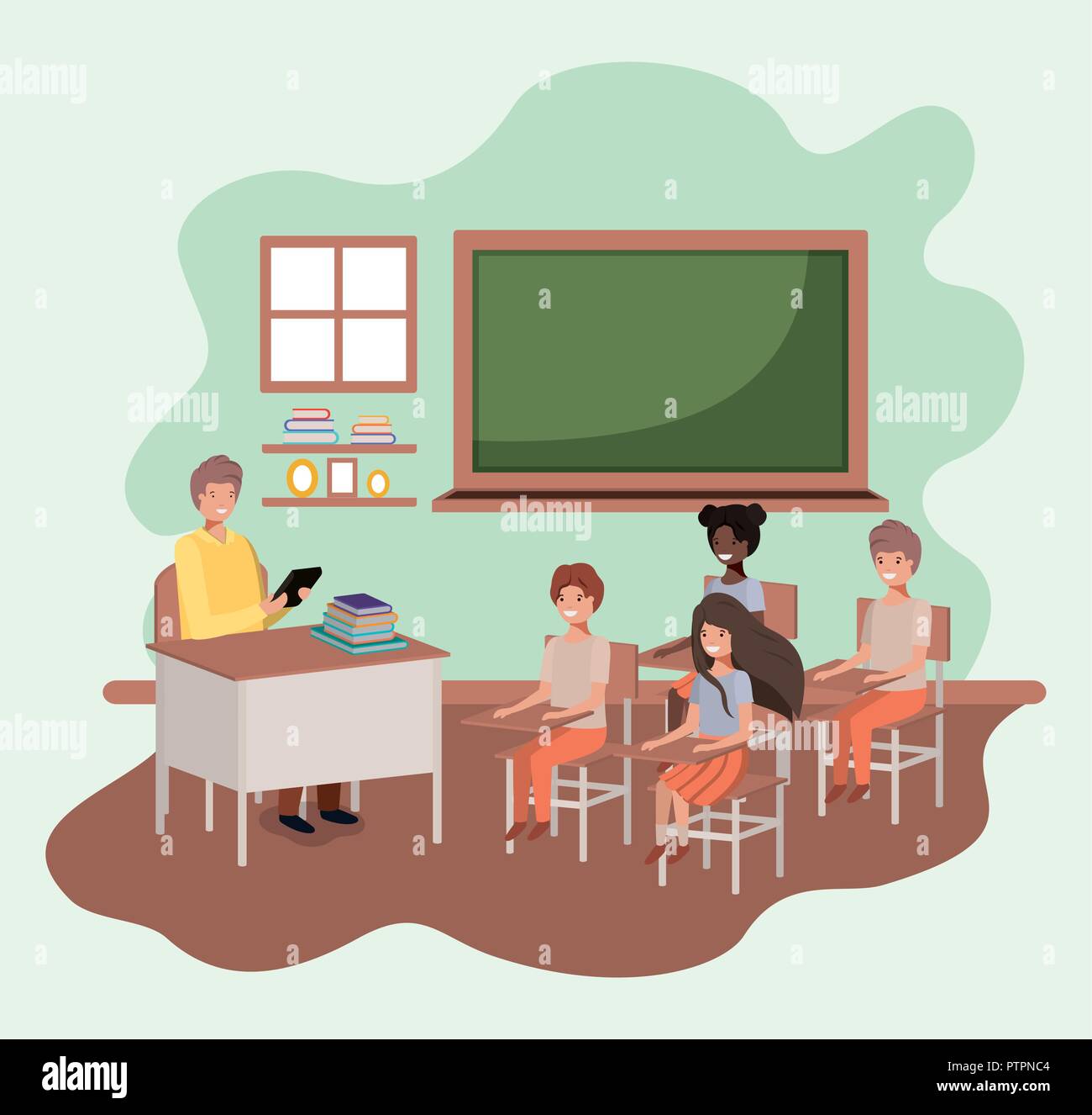 teacher in the classroom with students Stock Vector Image & Art - Alamy