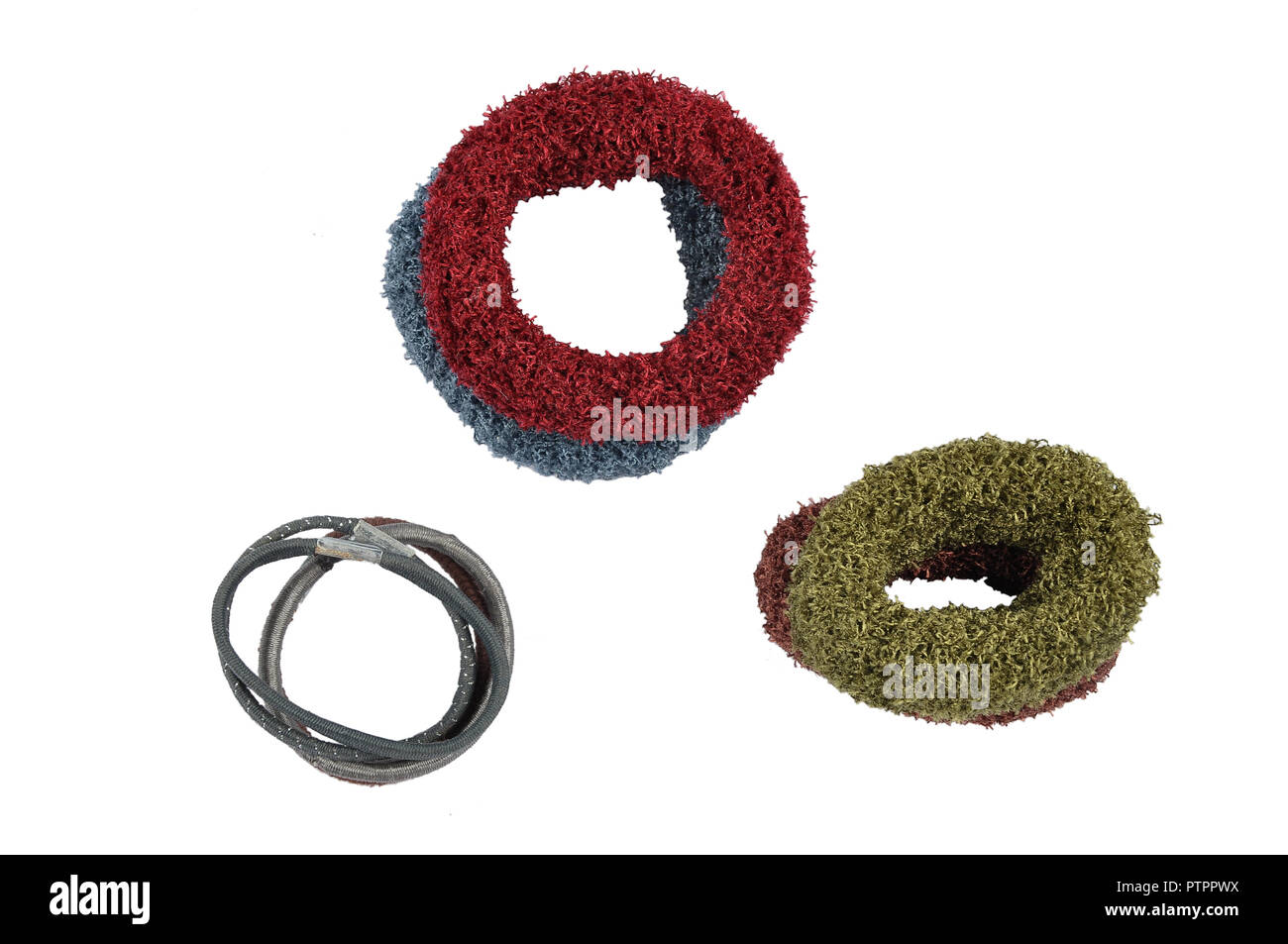 Hair bobbles on white background Stock Photo - Alamy