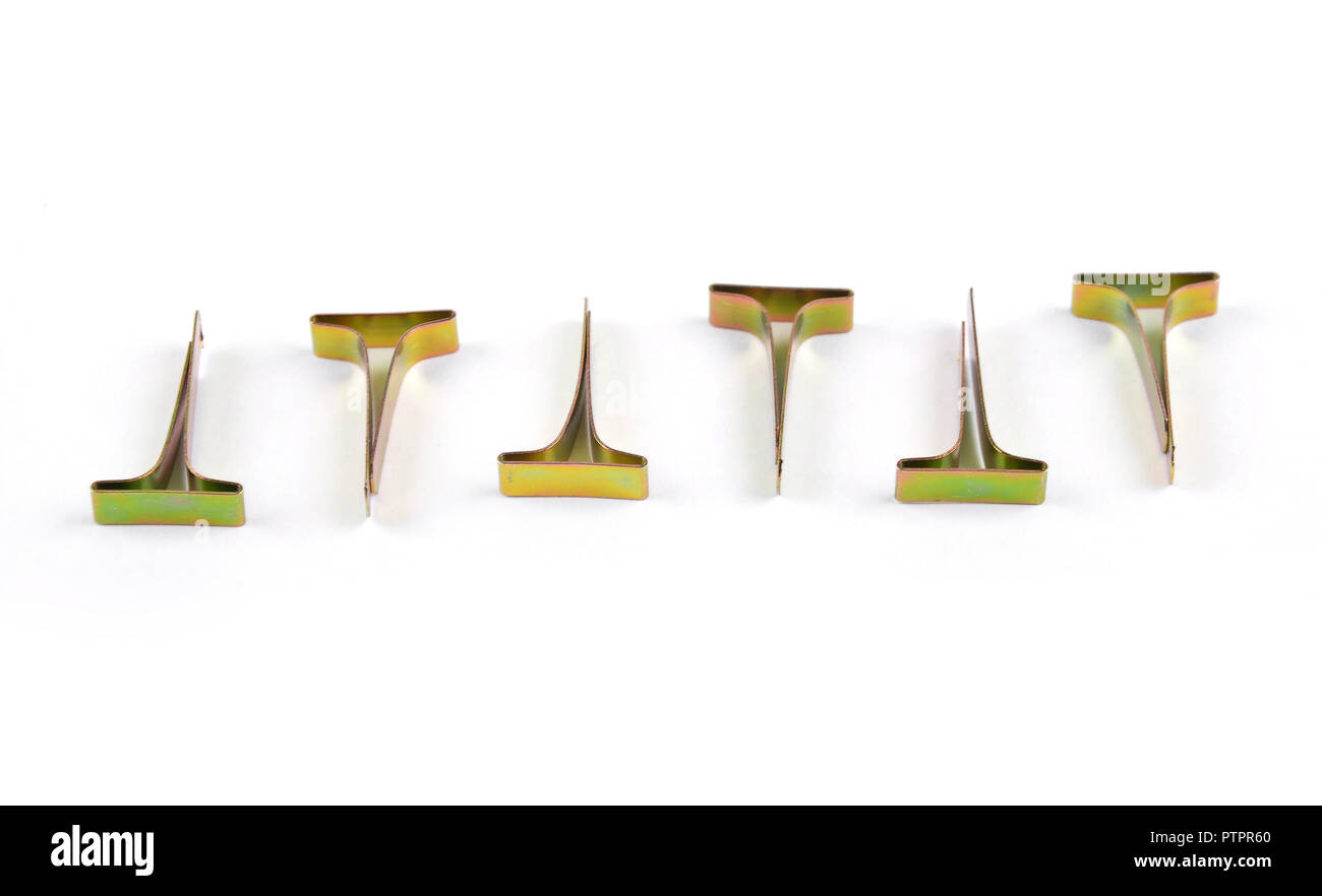 Brass fastener on white background Stock Photo - Alamy