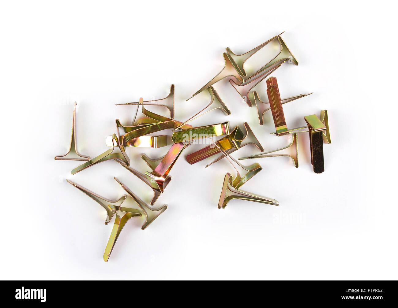 Brass fastener on white background Stock Photo - Alamy