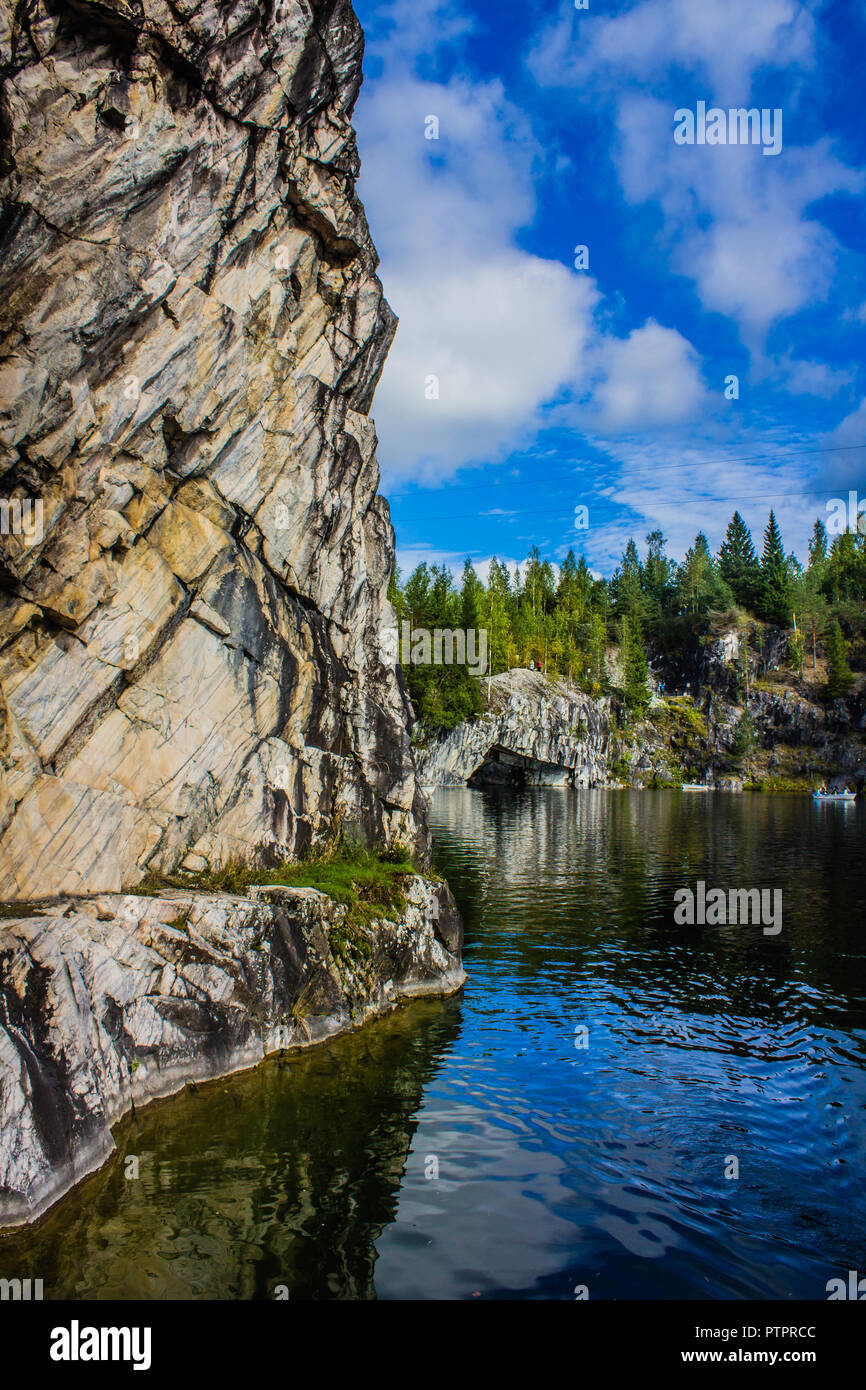 Marble quarry Ruskeala. Invalid marble quarry. Sights of Karelia in ...