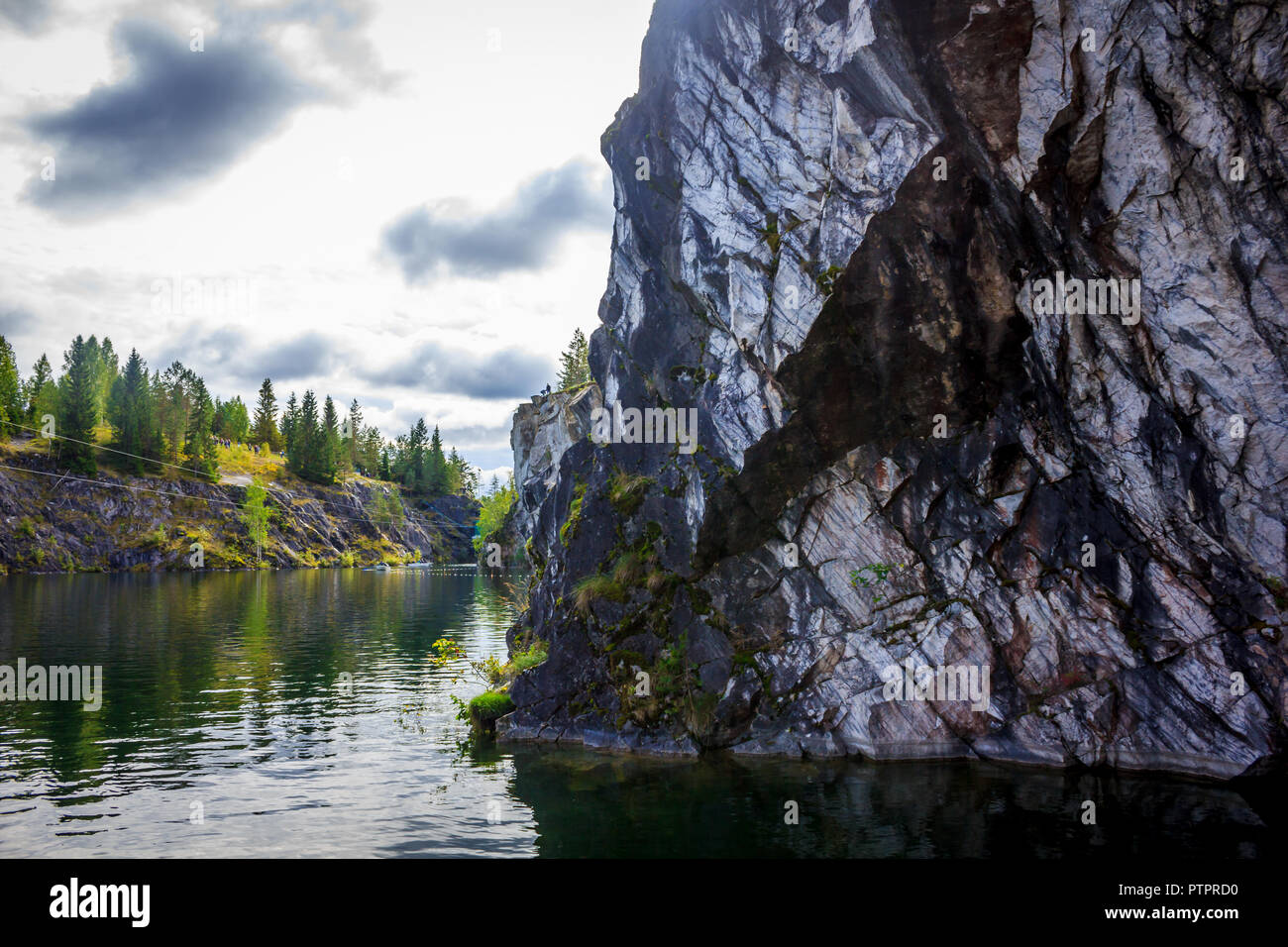 Marble quarry Ruskeala. Invalid marble quarry. Sights of Karelia in ...