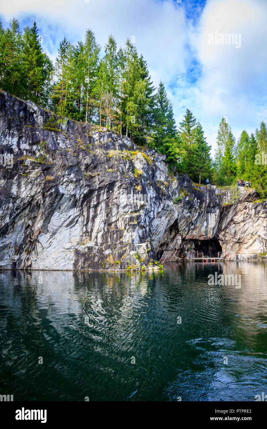 Marble quarry Ruskeala. Invalid marble quarry. Sights of Karelia in ...