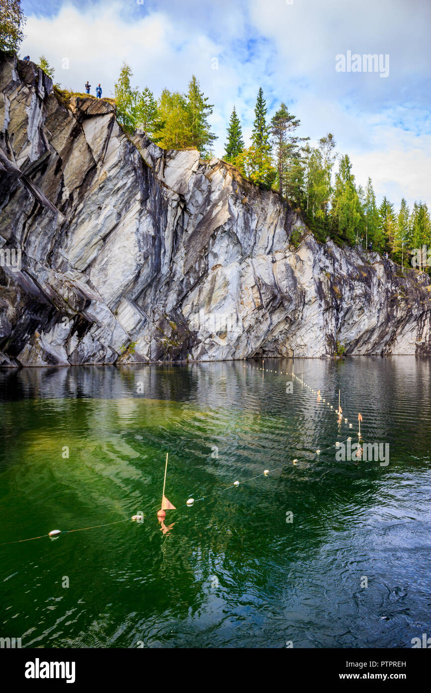 Marble quarry Ruskeala. Invalid marble quarry. Sights of Karelia in ...