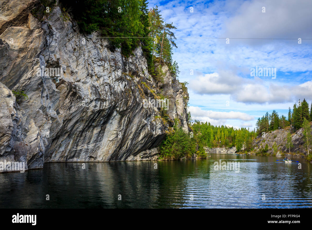 Marble quarry Ruskeala. Invalid marble quarry. Sights of Karelia in ...